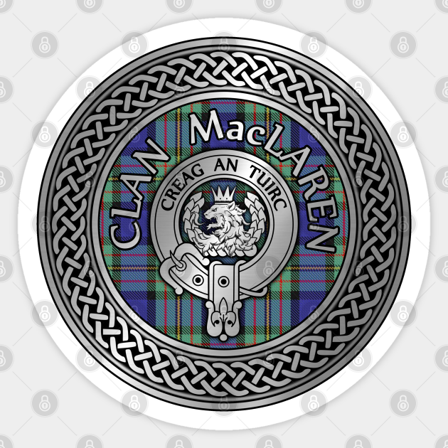 Clan Maclaren Crest And Tartan Knot Maclaren Sticker Teepublic